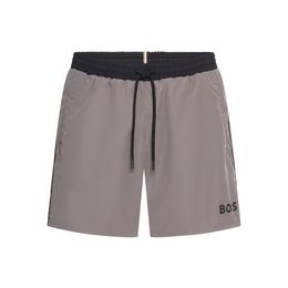 Badeshorts BOSS "Starfish", Damen, Gr. S (48), N-Gr, grau (open grau 062), Microfaser, Microfaser, Badehosen Badeshorts, mit Kontraststreifen