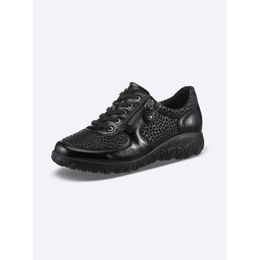 Waldläufer Waldläufer Damen Sneaker aus Lackleder und Textil, schwarz, Größe 7,5