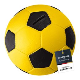 HMF 4790-17 Spardose Fußball Lederoptik 15 cm Durchmesser, Schwarz Gelb