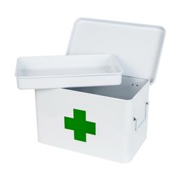HMF 1771-31CM-01 Hausapotheke aus Metall zur Medikamenten Aufbewahrung, 32,5 x 20 x 20,5 cm, Wei&szlig;