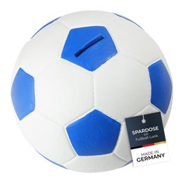 HMF 4790-05 Spardose Fu&szlig;ball Lederoptik 15 cm Durchmesser, Blau Wei&szlig;