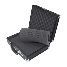 HMF 14531-02 Alu Fotokoffer, Waffenkoffer mit Rasterschaumstoff, 36,5 x 29 x 12 cm, Schwarz