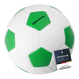 HMF 4790-01 Spardose Fu&szlig;ball Lederoptik 15 cm Durchmesser, Gr&uuml;n Wei&szlig;