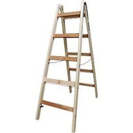 Krause Sprossen-Doppelleiter, Holz, 2 x 5 Sprossen