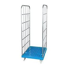 Rollbox, 2-seitig, Kunststoffbodenplatte, 724 x 815 x 1850 mm, dunkelblau (RAL 5012)