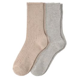 Gina Benotti 2 Paar Damen Socken mit Rippstruktur