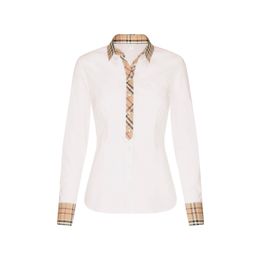 Seidensticker Popeline-Bluse mit Karodetail - Damen - Gr. 54 - wei&szlig;