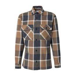 Jack & Jones Premium Button Up Shirt 'RAYLE' male size XL Brown / Dark grey / White
