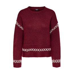 Only Pullover 'ONLAMANDA' Damen Gr&ouml;&szlig;e L bordeaux / wei&szlig;