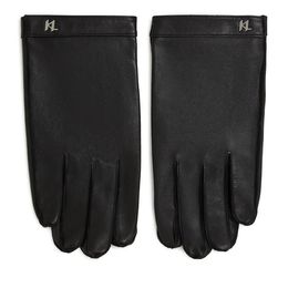 K by KARL LAGERFELD Karl Lagerfeld Handschuhe - K/Monogram Lederhandschuhe - Gr. L - in Schwarz - f&uuml;r Damen