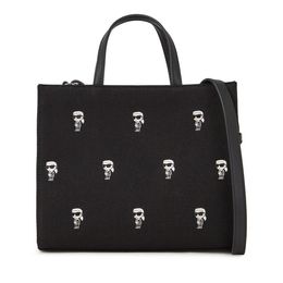 K by KARL LAGERFELD Karl Lagerfeld Shopper - IKON Tote-Bag mit Allover-Druck - Gr. unisize - in Schwarz - f&uuml;r Damen