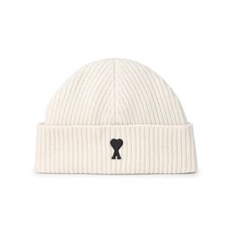 AMI Paris Caps & M&uuml;tzen - Strickm&uuml;tze mit Logo - Gr. ONE SIZE - in Creme - f&uuml;r Damen