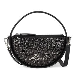 K by KARL LAGERFELD Karl Lagerfeld Crossbody Bags - K/Signature runde Umh&auml;ngetasche mit Pailletten - Gr. unisize - in Silber - f&uuml;r Damen