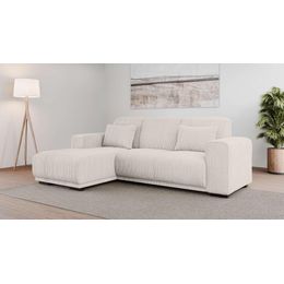 Ecksofa Home Affaire, B:234cm H:85cm T:162cmcreme, 100% Polyester, Wohnzimmer, Sofas, "BORNHOLM L-Form mit Recamiere, Maße B/T/H: 234/162/85 cm",