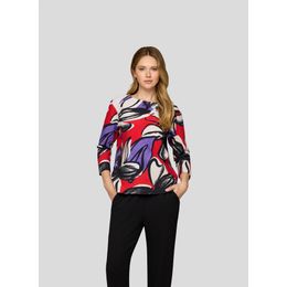 3/4-Arm-Shirt Rabe, Damen, Gr. 42, mohn, Web, Obermaterial: 76% Baumwolle, 16% Polyester, 8% Elasthan, bedruckt, regular fit normal, Rundhals, gerader Abschluss, Shirts 3/4-Arm-Shirt, mit All-Over Print