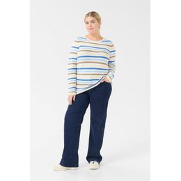Kaffe curve Strickpullover KCninka Regular fit in Blue/Nature/Chalk Stripe | Gr.: M