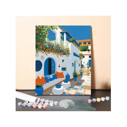 ARTNANAS DIY Malen nach Zahlen Set-"Mediterraner Hof" | Gr.: 30x40 mit Rahmen