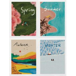 ARTNANAS Mini Malen nach Zahlen Set-"Traum von vier Jahreszeiten" | Gr.: 15x20-cm 4er Set mit Rahmen