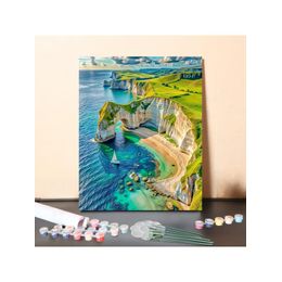 ARTNANAS DIY Malen nach Zahlen Set-"Klippen am Meer" | Gr.: 40x50cm mit Keilrahmen nicht ges