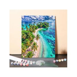 ARTNANAS DIY Malen nach Zahlen Set-"Palmenstrand" | Gr.: 40x50cm mit Keilrahmen nicht ges