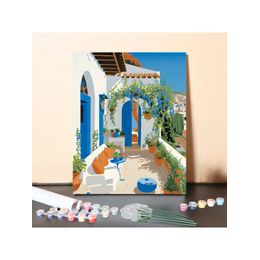ARTNANAS DIY Malen nach Zahlen Set-"Blumenterrasse" | Gr.: 30x40cm mit Keilrahmen nicht ges