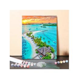 ARTNANAS DIY Malen nach Zahlen Set-"Tropenidylle" | Gr.: 30x40 mit Rahmen