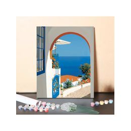 ARTNANAS DIY Malen nach Zahlen Set-"Blaue Gassen" | Gr.: 30x40cm mit Keilrahmen nicht ges