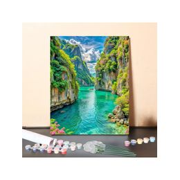 ARTNANAS DIY Malen nach Zahlen Set-"Tropenschlucht" | Gr.: 40x50cm mit Keilrahmen nicht ges