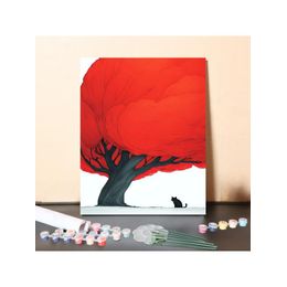 ARTNANAS DIY Malen nach Zahlen Set-"Roter Baum" | Gr.: 40x50cm mit Keilrahmen nicht ges