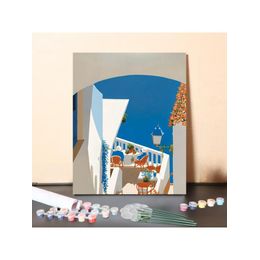 ARTNANAS DIY Malen nach Zahlen Set-"Blaue K&uuml;ste" | Gr.: 30x40cm mit Keilrahmen nicht ges