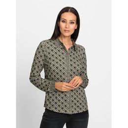 Heine Druckbluse in khaki-graphit-bedruckt | Gr.: 40