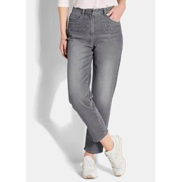 GOLDNER Kurzgr&ouml;&szlig;e: Mom-Jeans SARA mit Formbund in grau | Gr.: 23