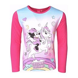 Langarmshirt Disney Minnie Mouse & Einhorn in Dunkelpink | Gr.: 92