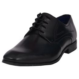 Bugatti Schnürschuh, Blockabsatz, Abendschuh, Businessschuh, Festtagsschuh, Logoprägung schwarz 41 41 Eleganter Schnürer mit verrundeter Karreeform