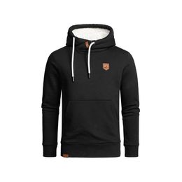 Amaci&Sons Amaci&Sons Kapuzenpullover mit Pl&uuml;sch-Kapuze YONKERS in Schwarz | Gr.: L