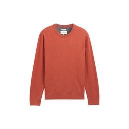 Tom Tailor Herren Basic Strickpullover aus Baumwolle, orange, Meliert, Gr. XXL