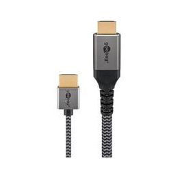 goobay Plus Slim High-Speed-HDMI-Kabel mit Ethernet, 4K @ 60Hz grau, 2 Meter