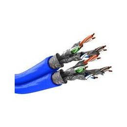 goobay Duplex-Netzwerkkabel Cat.7a S/FTP (PiMF) Dca blau, 50 Meter, doppelt geschirmt