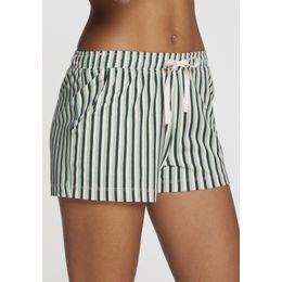 s.Oliver Damen Pyjamashorts, Gr. 36gr&uuml;n, wei&szlig;, gestreift, Single Jersey, Obermaterial: 50% Baumwolle, 50% Viskose, gestreift, Basic, Hosen, Mit
