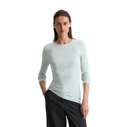 Marc O'Polo Langarmshirt MARC O'POLO "aus TENCEL™ Modal", Damen, Gr. M, silbery blau, Obermaterial: 93% Modal, 7% Elasthan, unifarben, Basic, slim fit, Rundhals, Shirts