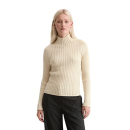 Marc O'Polo Stehkragenpullover MARC O'POLO "aus Heavy Weight Cotton", Damen, Gr. XL, beige (chalky sand), Obermaterial: 100% Baumwolle, unifarben, Pullover Stehkragenpullover