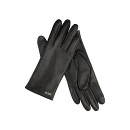 Lederhandschuhe BOSS "Gueen ME", Damen, Gr. 8, schwarz (schwarz 001), Leder, unifarben, Handschuhe, mit Touch Tech Fingertips