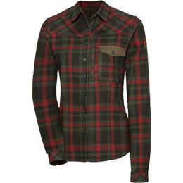 Parforce Active Damen Jagdbluse Skandi Oliv / Rot kariert (Gr&ouml;&szlig;e: S)