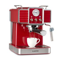 Klarstein Gusto Classico Espressomaker 1350 Watt 20 Bar Druck 1,5 Liter Rot