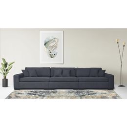3-Sitzer Home Affaire "Skara", blau (graublau), B:310cm H:86cm T:100cm, 100% Polyester, Sofas, Lounge-Sofa mit Federkernpolsterung, in vielen Bezugsvarianten