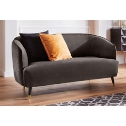 2-Sitzer Home Affaire "Oradea", braun, B:154cm H:78cm T:87cm, Samtoptik (100% Polyester), Sofas, mit eleganter Steppung auf R&uuml;ckseite der R&uuml;ckenlehne
