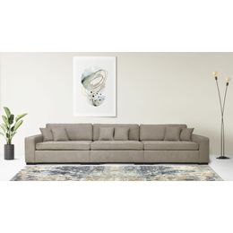 3-Sitzer Home Affaire "Skara", beige (dunkelbeige), B:310cm H:86cm T:100cm, 100% Polyester, Sofas, Lounge-Sofa mit Federkernpolsterung, in vielen Bezugsvarianten