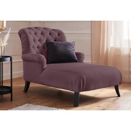 Loveseat Home Affaire "Amiens Sessel Loungesessel", lila (beere), B:93cm H:94cm T:144cm, Struktur fein (100% Polyester);Samtoptik (100% Polyester), Sessel, mit wundersch&ouml;ner Knopfheftung im R&uuml;cken