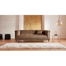 3-Sitzer Home Affaire "Chamby", braun (hellbraun), B:210cm H:71cm T:85cm, Luxus-Microfaser Lederoptik (100% Polyester), Scheuertouren: 40.000, Pilling: 4;Samtoptik (100% Polyester), Scheuertouren >100.000, Pilling: 5, Sofas, mit Holzrahmen unten und Steppung im Lehnenbereich