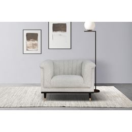 Sessel Home Affaire "Chamby", beige (creme), B:100cm H:71cm T:85cm, 100% Polyester;Samtoptik (100% Polyester), Scheuertouren >100.000, Pilling: 5, Sessel, Lounge-Sessel Einzelsessel, mit Holzrahmen unten und Steppung im Lehnenbereich